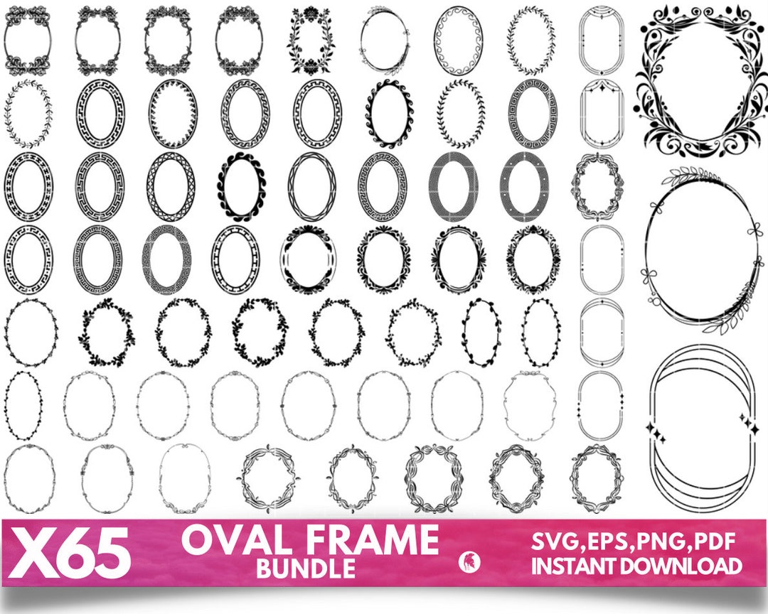 Decorative Oval Frame Svg, Circle Frame, Frame Svg Bundle, Oval Frame, Mirror Frame Svg/ Cut ...