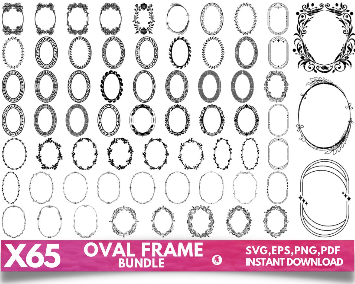 Decorative Oval Frame Svg, Circle Frame, Frame Svg Bundle, Oval Frame ...