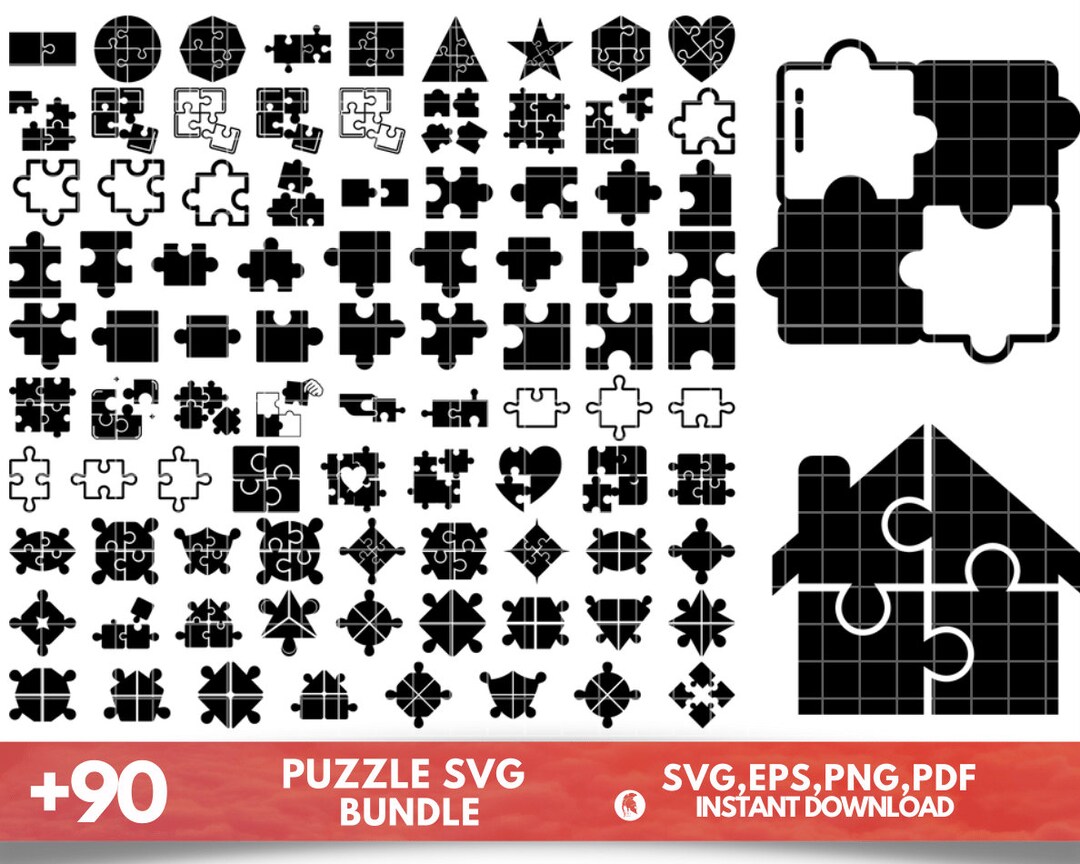 Puzzle Svg, Jigsaw Svg, Puzzle Pieces Bundle, Heart Puzzle Svg, Heart ...