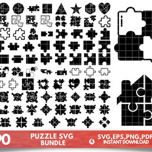 Puzzle Svg, Jigsaw Svg, Puzzle Pieces Bundle, Heart Puzzle Svg, Heart ...
