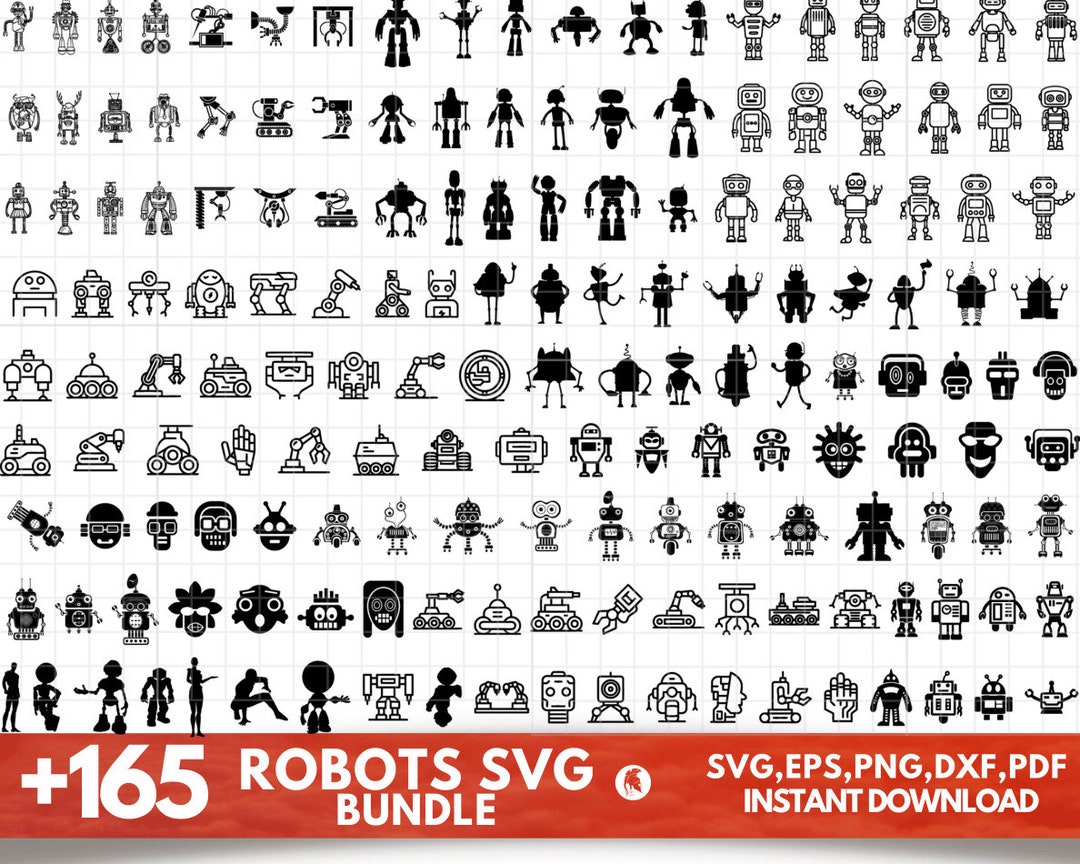 Robot SVG Bundle - Robot PNG Bundle - Robot Clipart - Robot SVG Cut ...