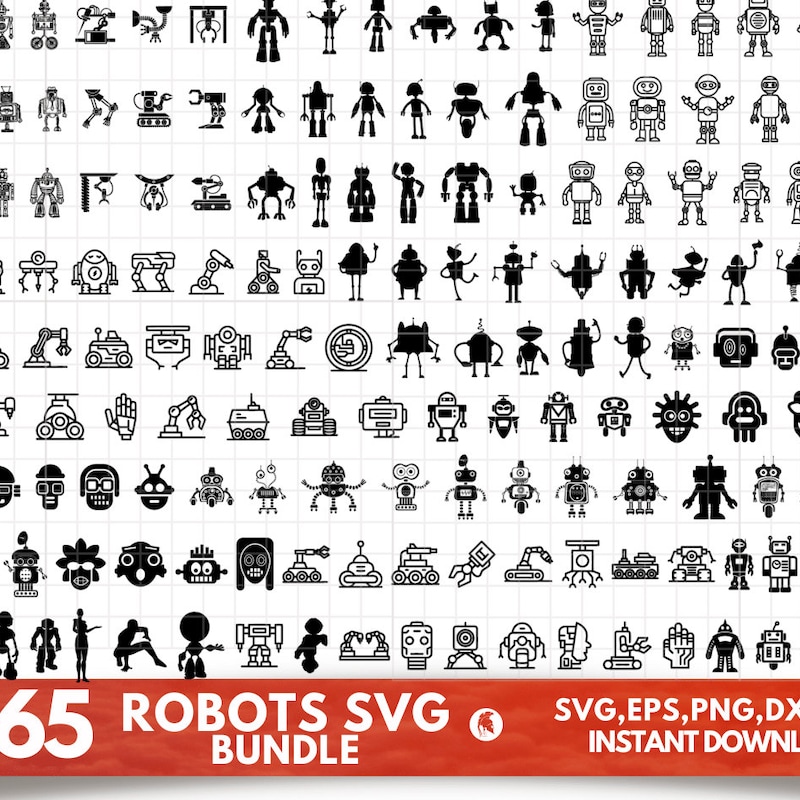 Robot Svg - Etsy