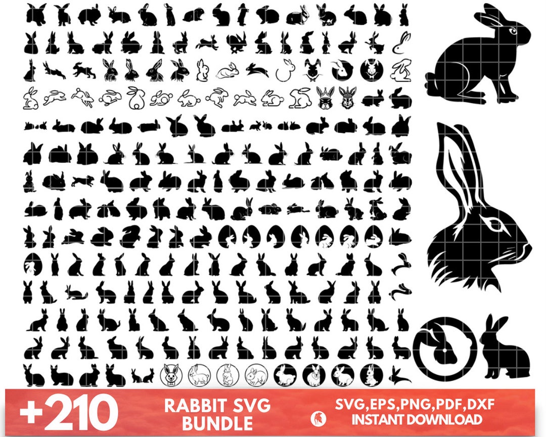 Rabbit SVG Bundle, Bunny Svg, Rabbit Dxf, Rabbit Png, Rabbit Eps ...