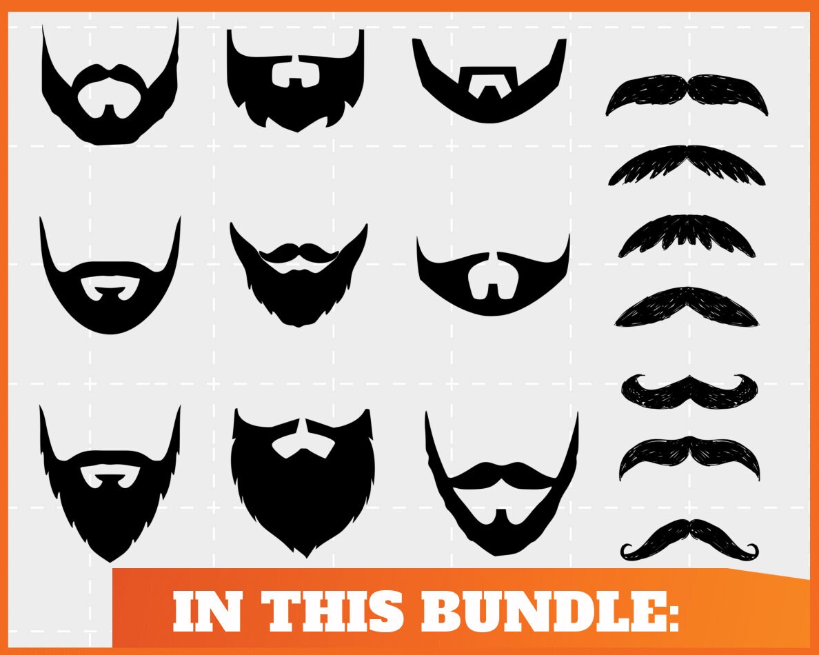 Beard Svg - Beard Silhouette - Beard Cut Files- Beard Svg Bundle- Beard ...