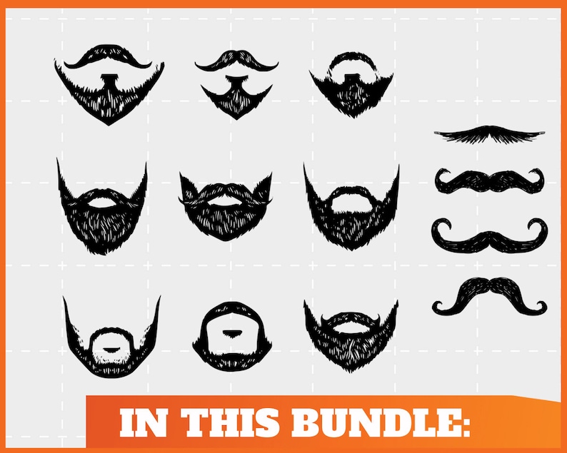 Beard Svg - Beard Silhouette - Beard Cut Files- Beard Svg Bundle- Beard ...