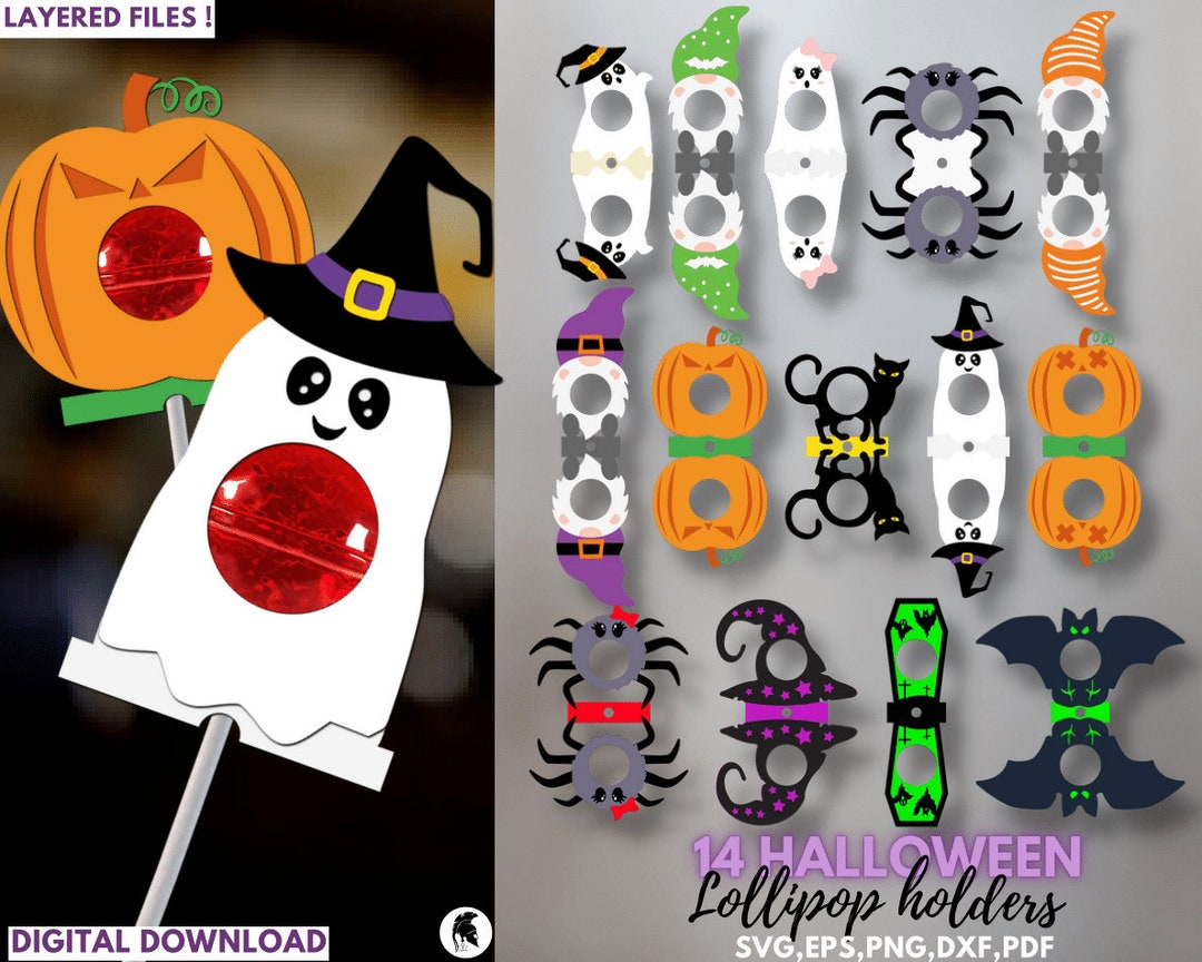 Halloween Lollipop Holder SVG, Layered Lollipop Holder Cutting File,halloween Trick or Treat DIY ...