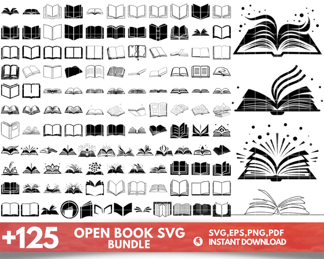Open Book SVG, Book Cricut, Library Clipart, Book Monogram, Book ...