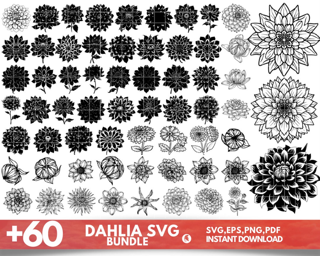 Dahlia Flower SVG Bundle, Dahlia Cricut, Flower Clipart, Dahlia ...