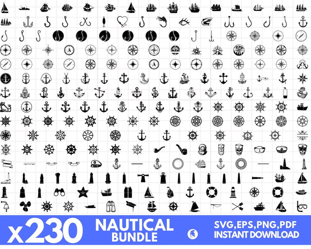 NAUTICAL SVG, Nautical Bundle Svg, Sailing Svg, Anchor Svg, Ocean Life ...