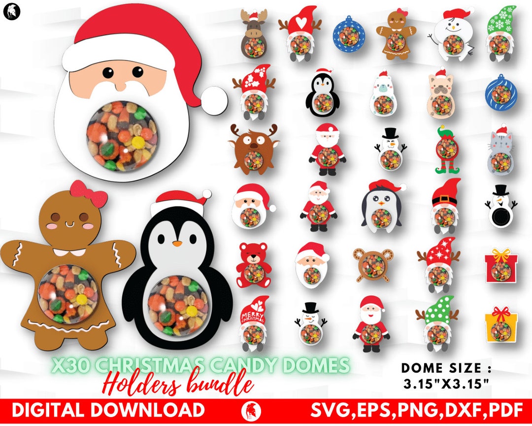 Christmas Candy Dome SVG Bundle, Candy Ornaments SVG, Chocolate Holder ...