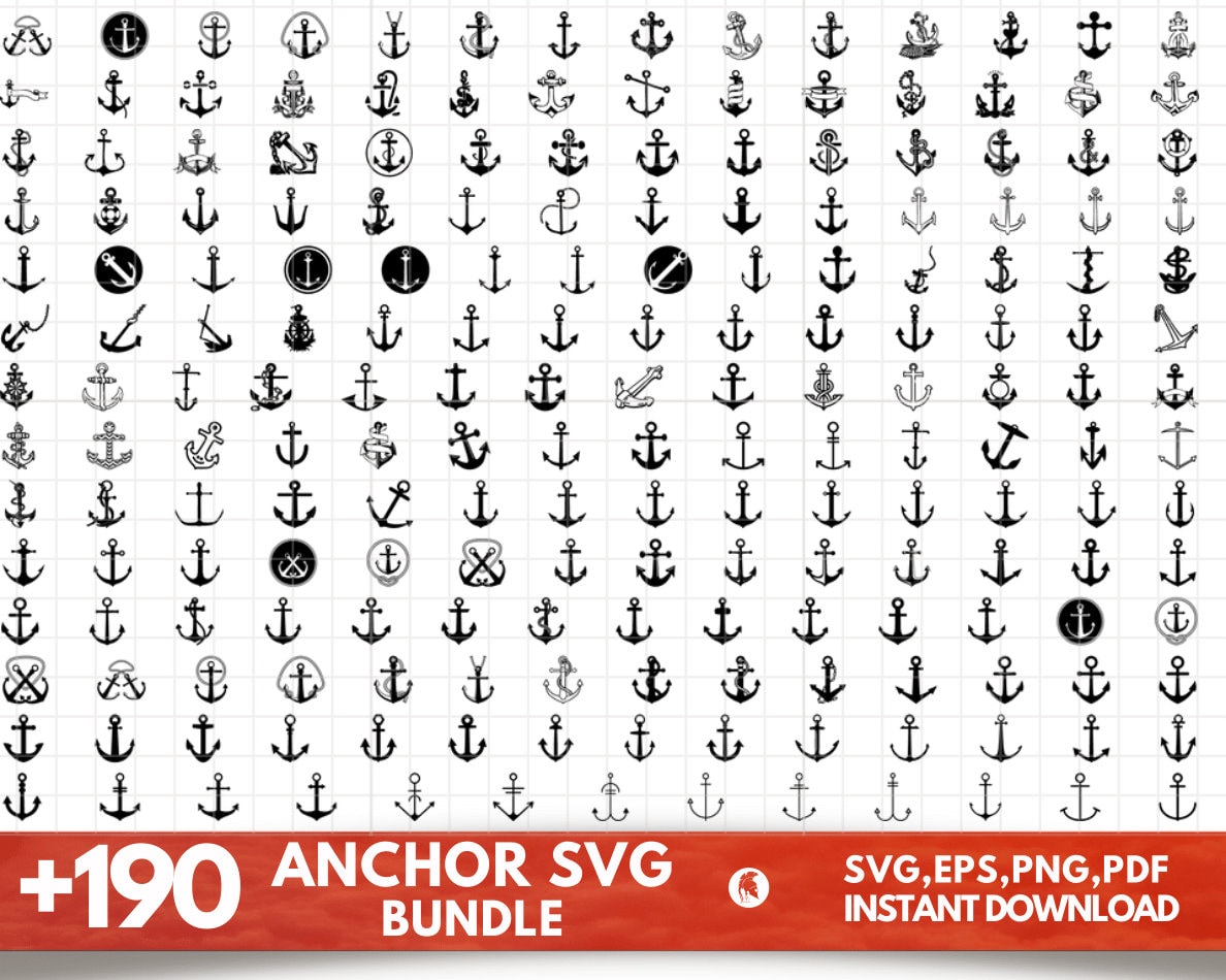 190 Anchor SVG Bundle, Split Anchor Rope SVG, Anchor Frame SVG, Anchor ...