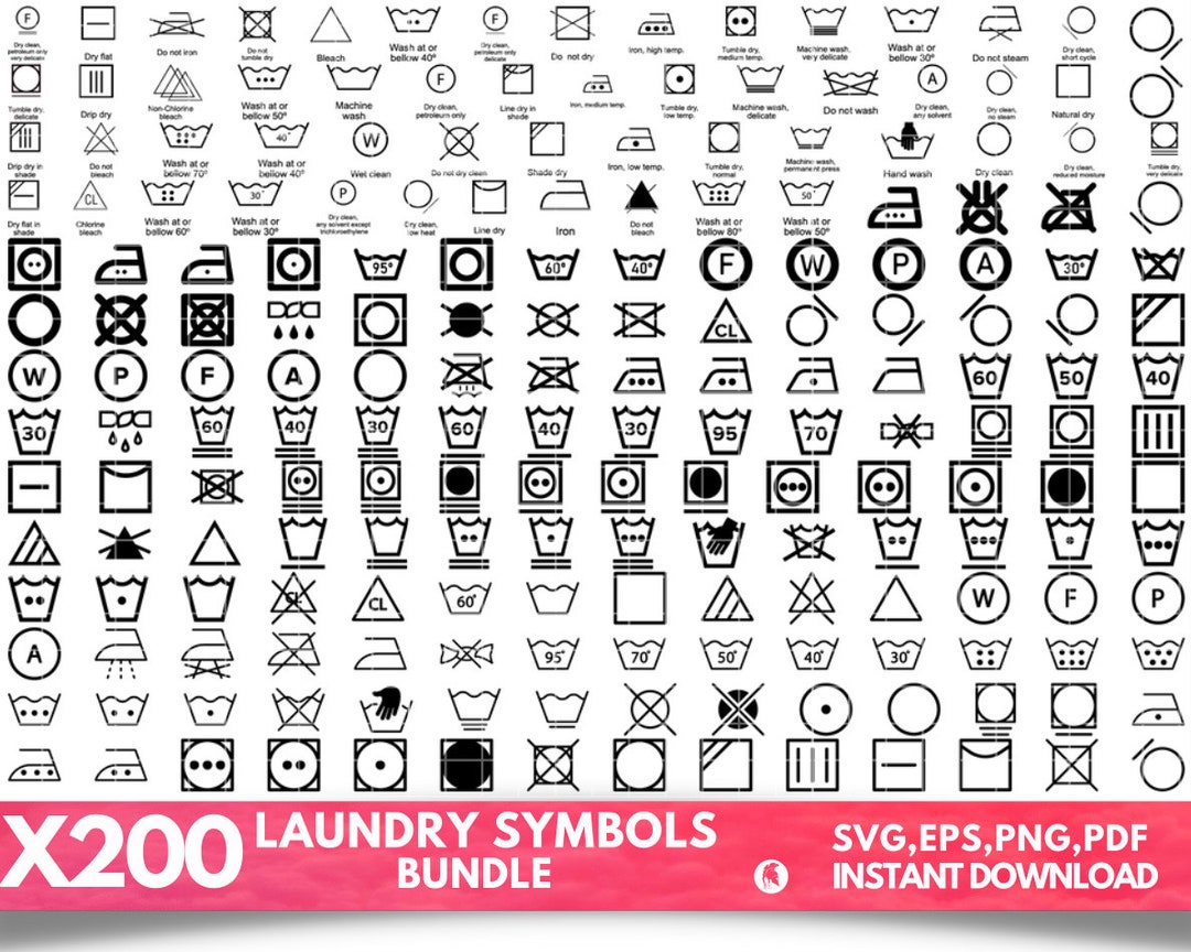 Laundry Symbols SVG Bundle, Laundry Svg, Laundry Sign Svg, Laundry ...