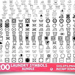 Laundry Symbols SVG Bundle, Laundry Svg, Laundry Sign Svg, Laundry ...