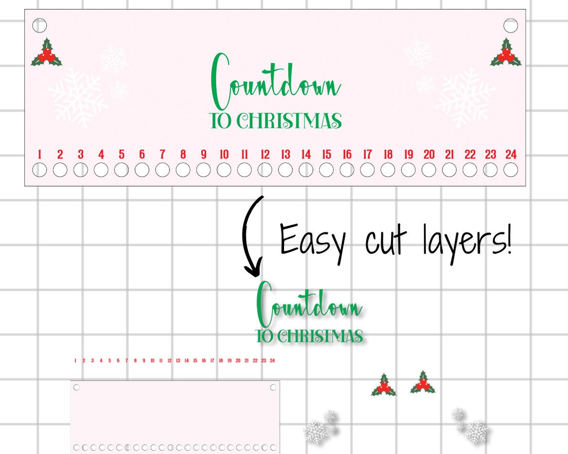 DIGITAL FILE, Christmas Candy Cane Countdown, Glowforge Files ...