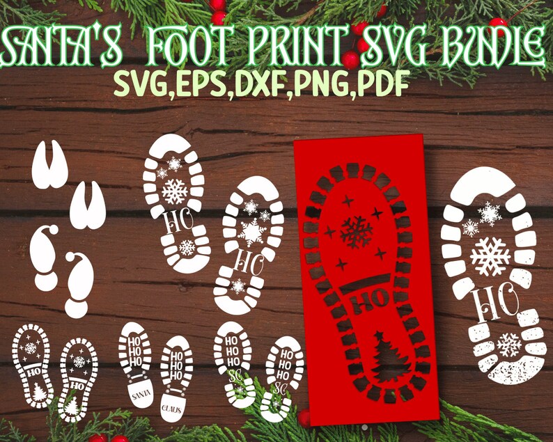Santa Claus Footprint Svg, Christmas Svg, Santa Boots Svg, Santa Claus ...