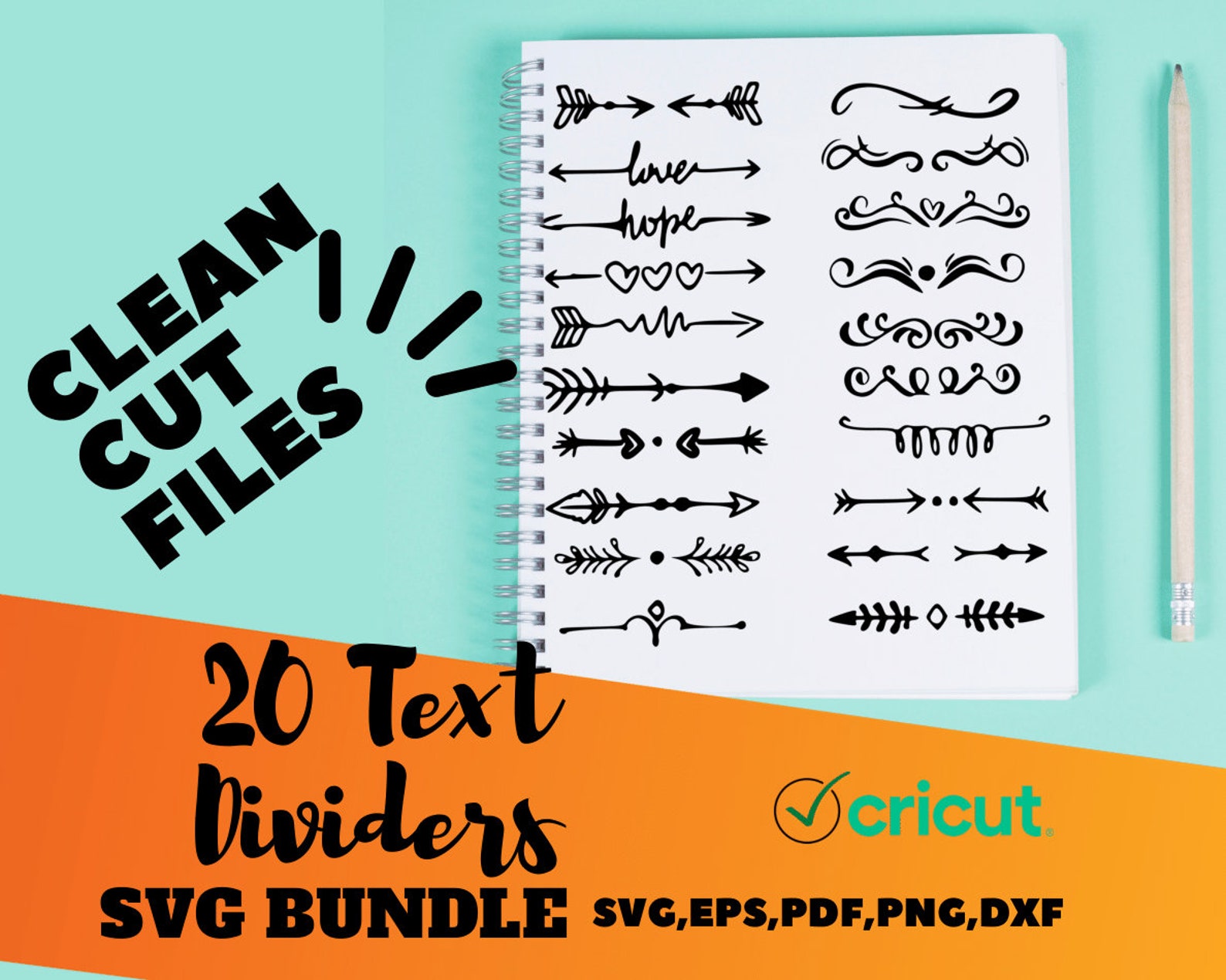 20 Dividers Bundle Svg Text Dividers Svg Flourish Svg - Etsy
