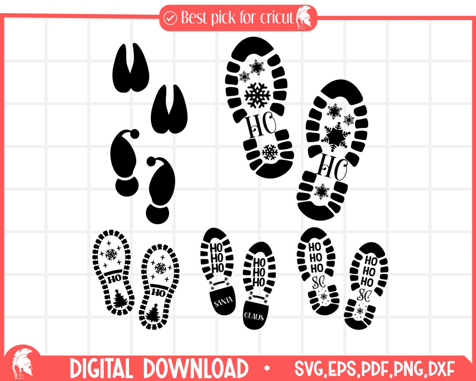 Santa Claus Footprint Svg, Christmas Svg, Santa Boots Svg, Santa Claus ...