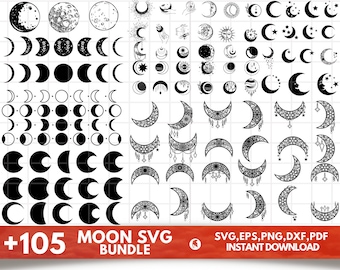 Moon SVG Bundle - Moon PNG - Moon Clipart - Moon SVG Cut Files for ...