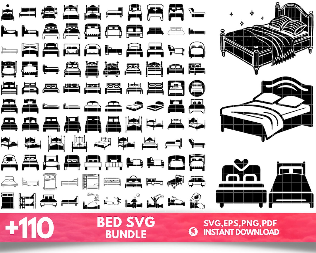 Bed SVG, Bed Clip Art, Bed Vector, Sleep SVG, Bed Clipart, Hotel SVG ...
