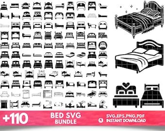 Bed SVG, Bed Clip Art, Bed Vector, Sleep SVG, Bed Clipart, Hotel SVG ...