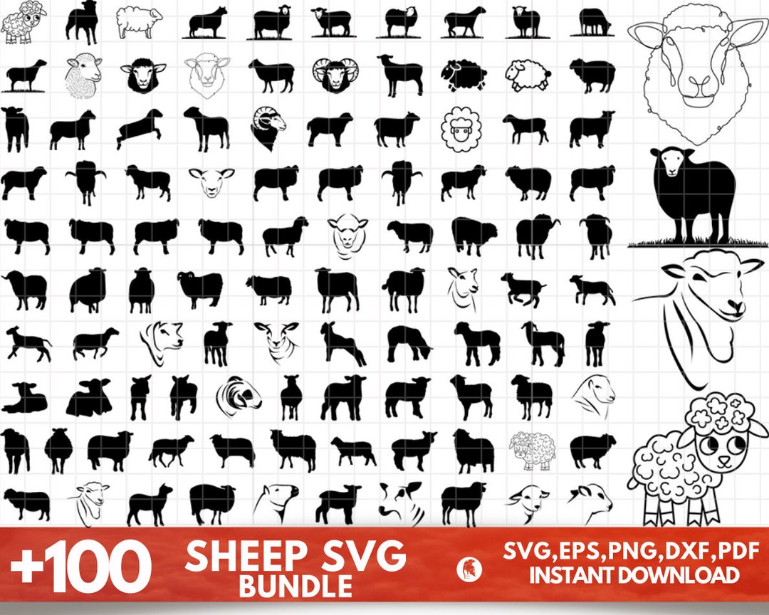 100 Sheep SVG Bundle, Sheep Dxf, Sheep Png, Sheep Eps, Sheep Vector ...