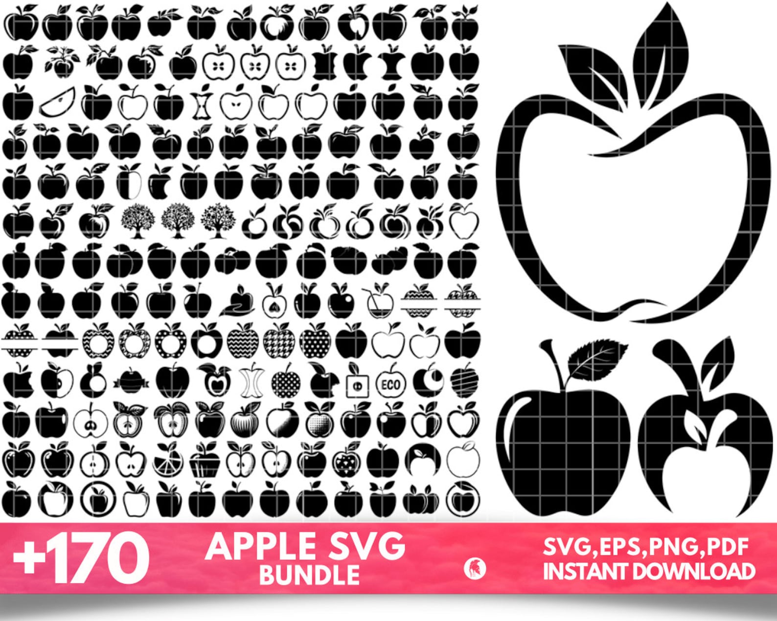 170 Apple SVG Bundle - Apple PNG Bundle - Apple Clipart - Apple SVG Cut ...