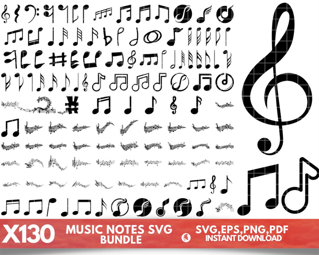 Music Notes SVG Musical Notes Clipart Music Lover Svg Files for Cricut ...