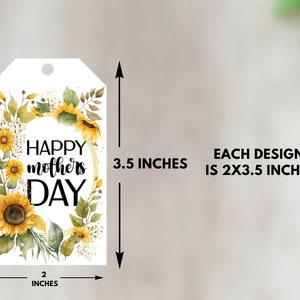 Mother's Day Gift Tags / 3 Styles / Happy Mother's Day Sunflower / Mom ...