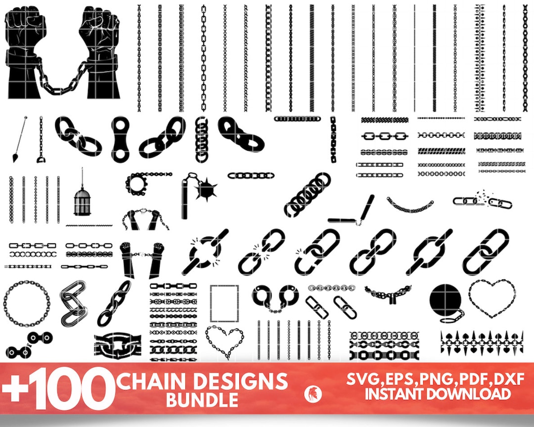 100 Chain SVG Bundle, Chain Dxf, Chain Png, Chain Eps, Chain Vector ...