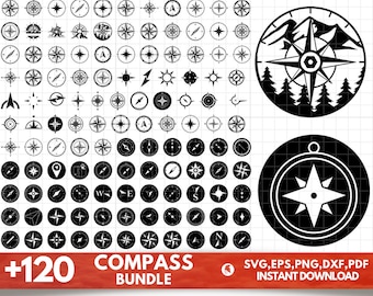 130 Compass SVG Bundle, Compass PNG Bundle, Compass Clipart, Compass ...