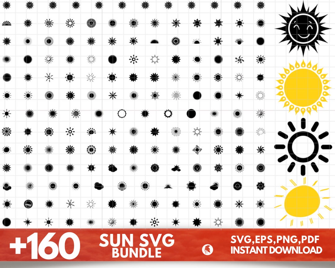 Sun Svg Files for Cricut, Sun Svg Bundle, Sun Png Dxf Pdf, Summer Sun ...