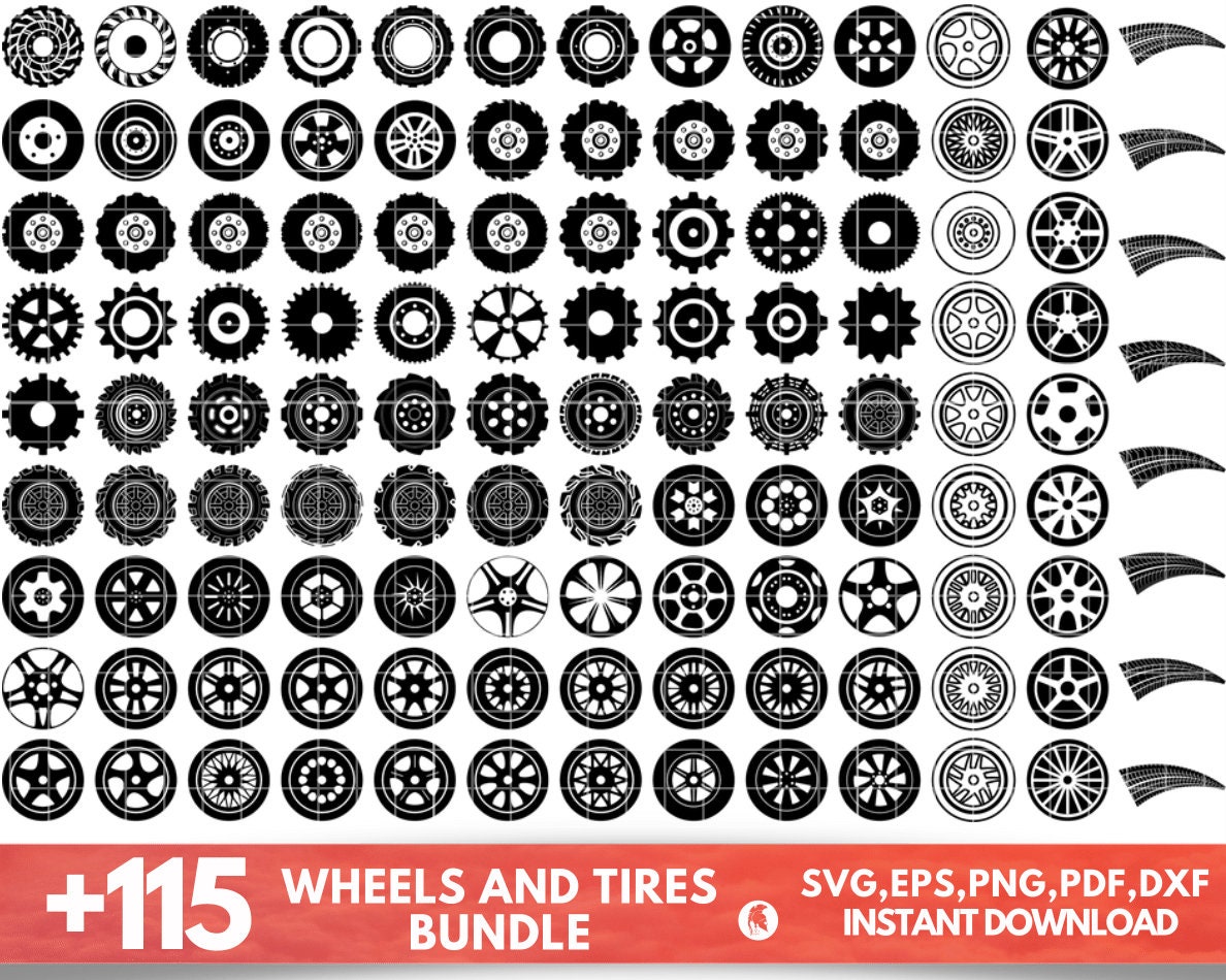 112 Wheels SVG Bundle, Tires Svg, Tyres Svg, Wheels Dxf, Wheels Png ...
