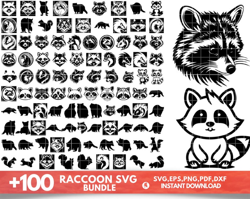 Raccoon SVG, Raccoon Clipart, Raccoon Cut Files, Raccoon Silhouette ...