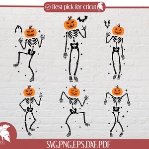Dancing Pumpkin Head Skeletons Halloween Svg Fichiers Pour Cricut ...