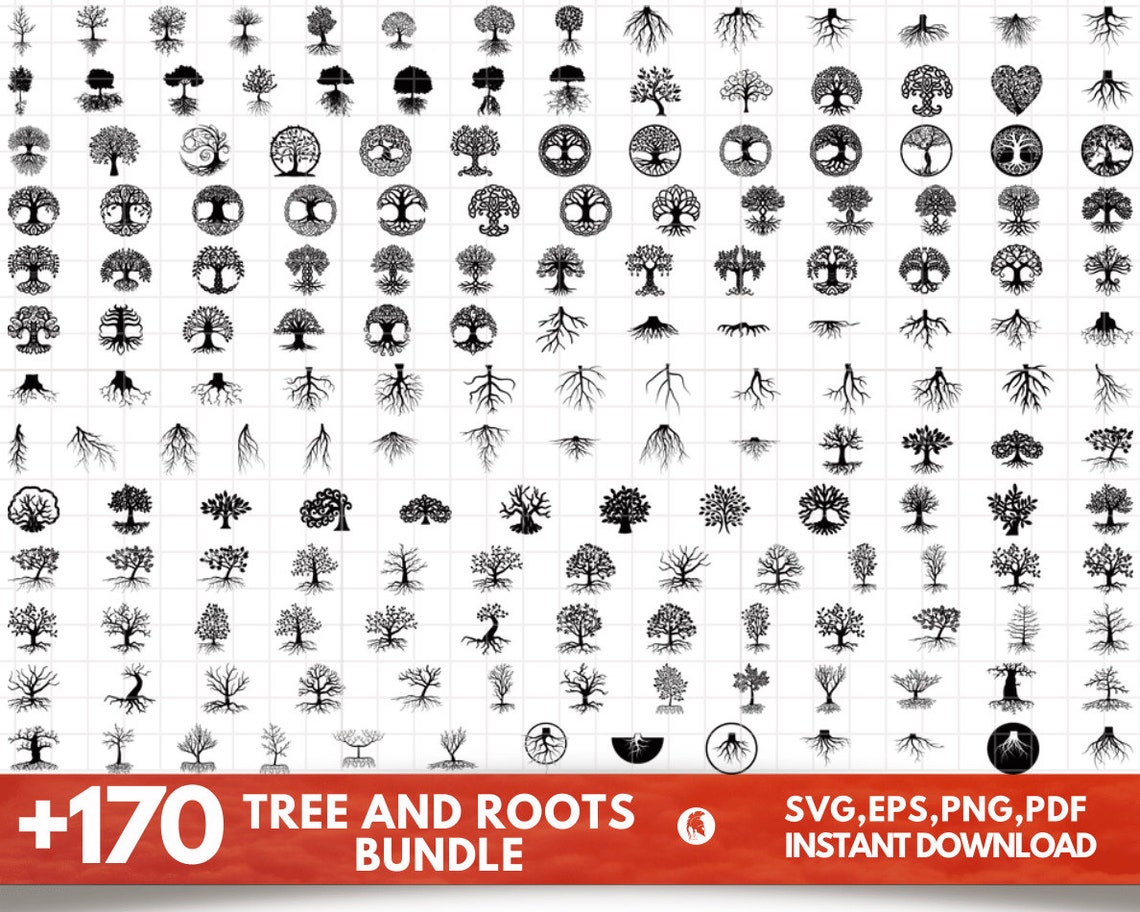 Tree With Roots SVG Bundle, Roots Dxf, Roots Png, Roots Eps, Roots ...
