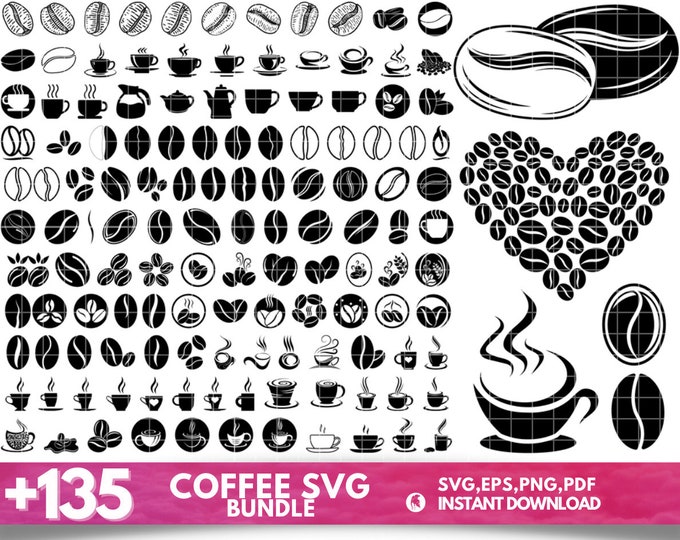Hand Drawn Coffee Bar Logo SVG Bundle: Minimalist Vector Cut Files ...