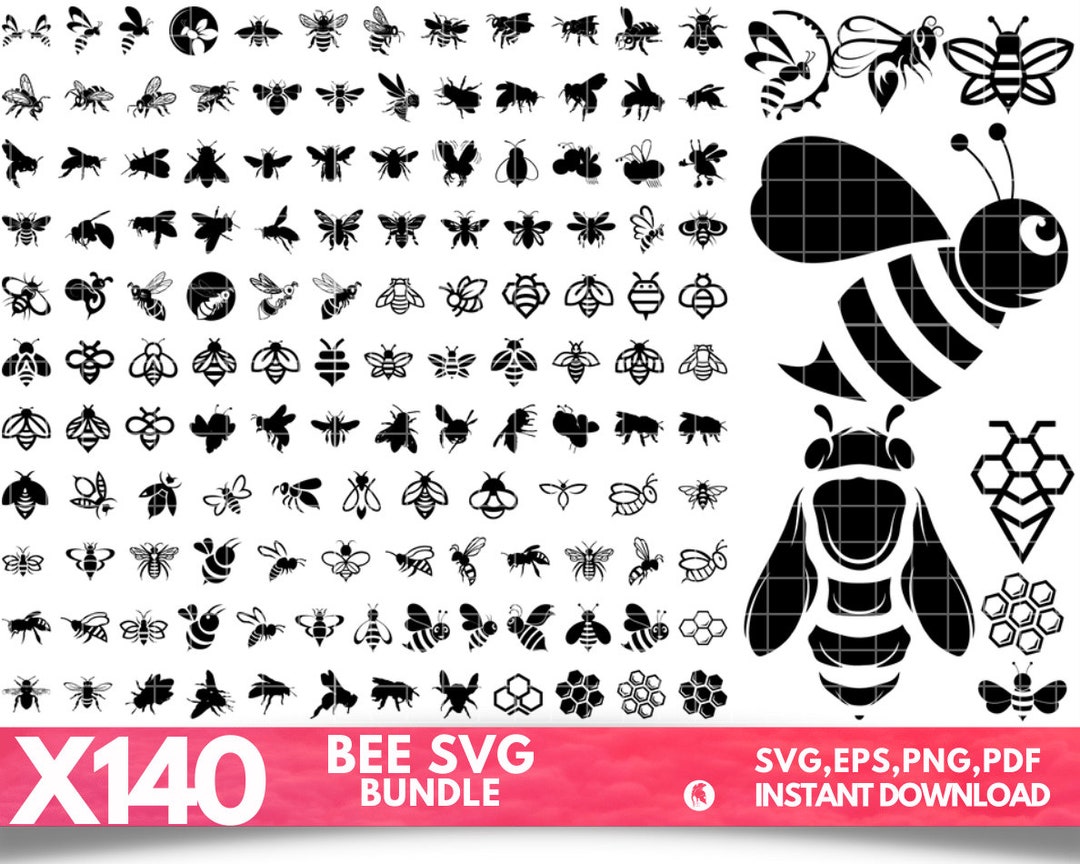 Bee Svg Bundle , Bee Silhouette Bundle, Bee Svg, Bee Clipart, Honey Svg ...