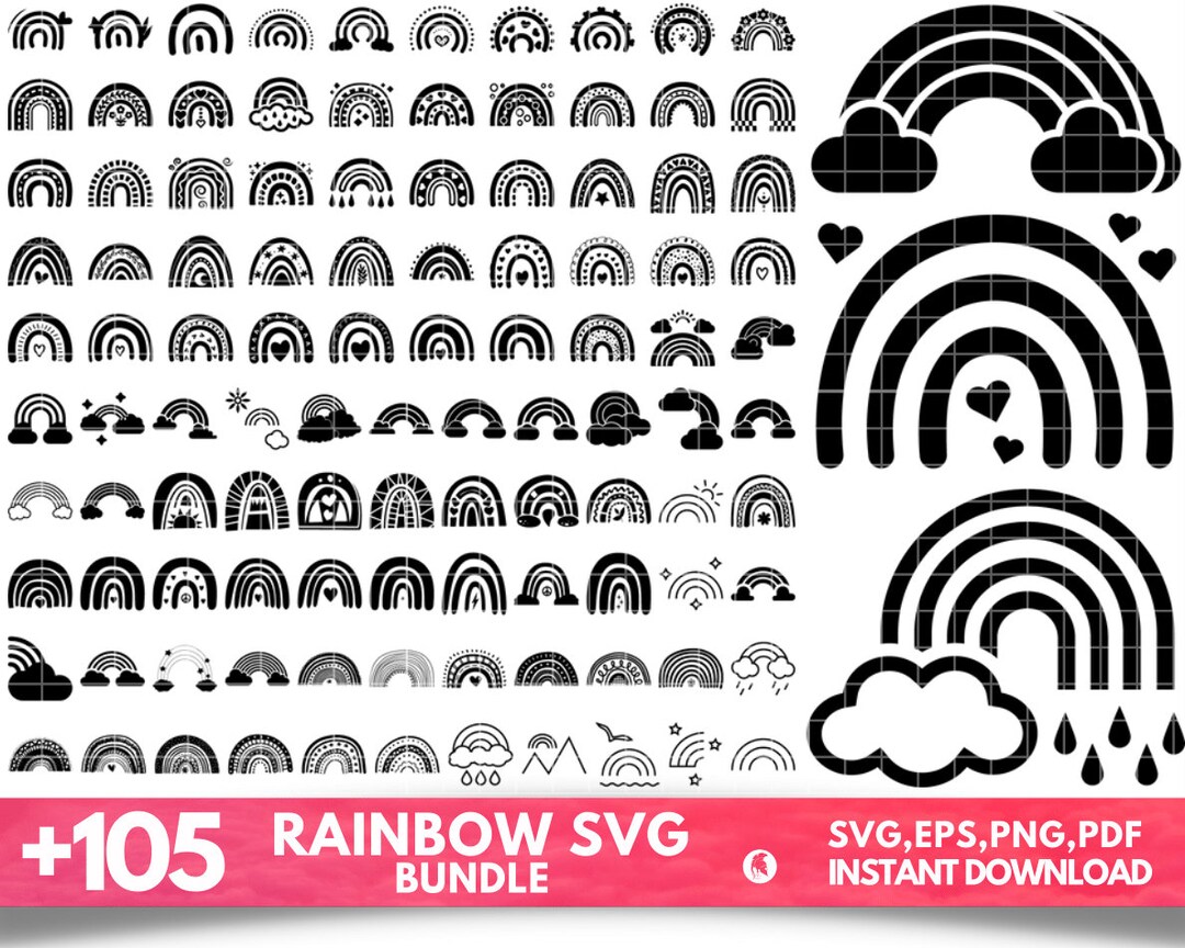 Rainbow SVG Bundle - Rainbow PNG Bundle - Rainbow Clipart - Rainbow SVG ...