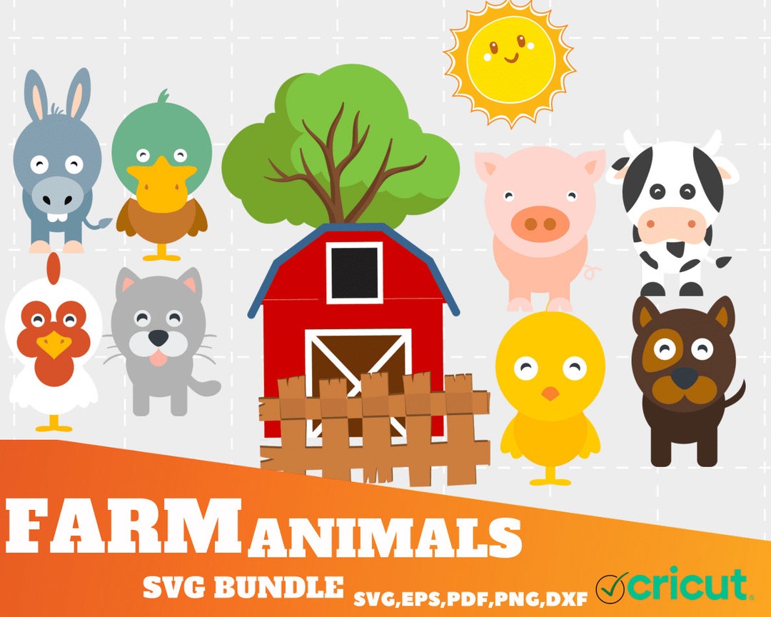 Farm Animal Cut Files, Farm Animal SVG, Farm Animal Clip Art, Cute Farm ...