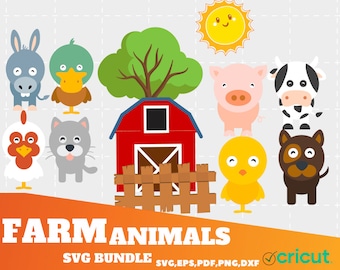 Farm Animal Cut Files, Farm Animal SVG, Farm Animal Clip Art, Cute Farm ...