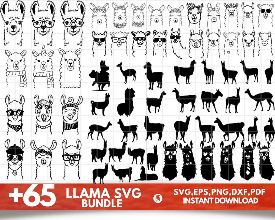 Llama SVG Bundle - Llama PNG Bundle - Llama Clipart - Llama SVG Cut ...