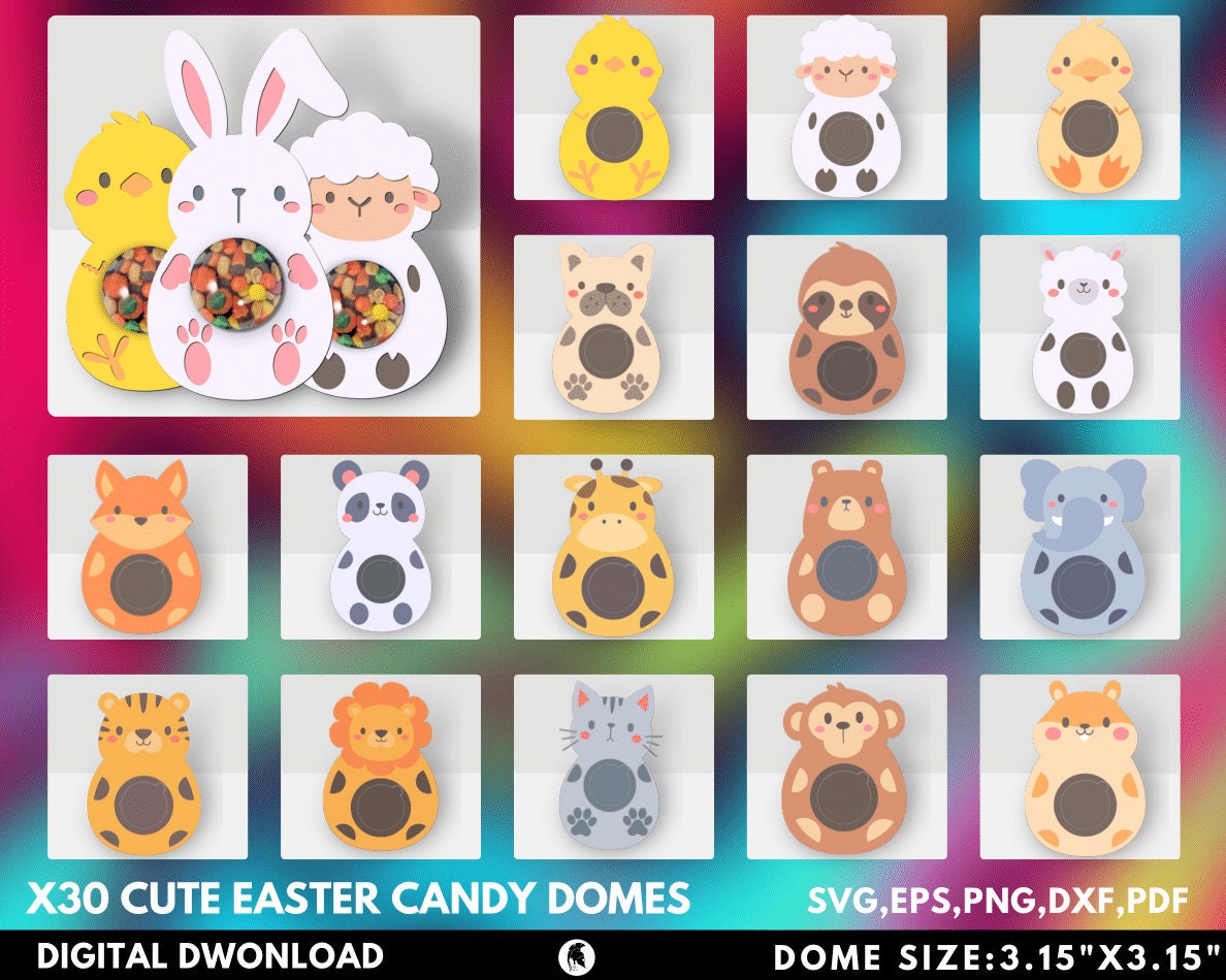 Easter Candy Dome SVG Bundle, Easter Candy Holder SVG, Bunny Candy ...