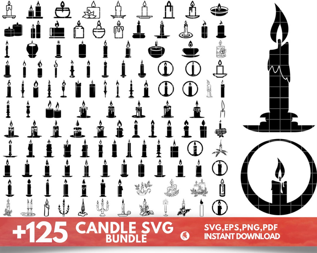125 Candle SVG Bundle, Candle Dxf, Candle Png, Candle Eps, Candle ...