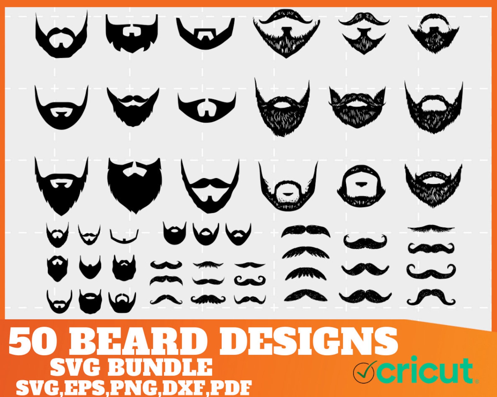 Beard Svg - Beard Silhouette - Beard Cut Files- Beard Svg Bundle- Beard ...