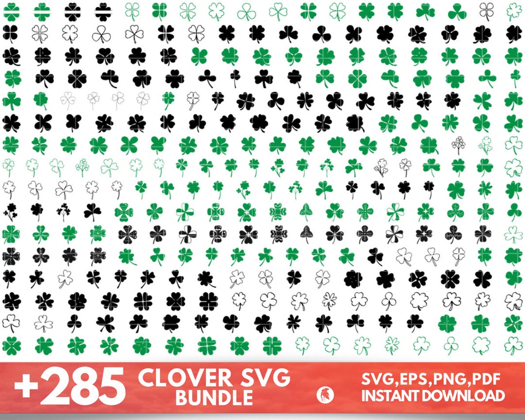 Clover Svg Bundle, Clover PNG Bundle, Shamrock Cricut Design, Clover ...