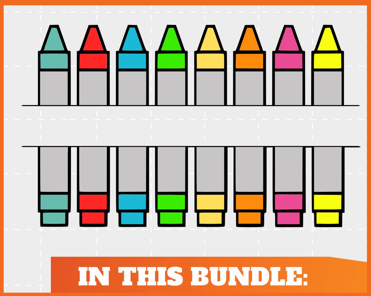 Crayon Split Monogram Svg, Crayon Svg, Teacher Svg, School Svg, Apple ...