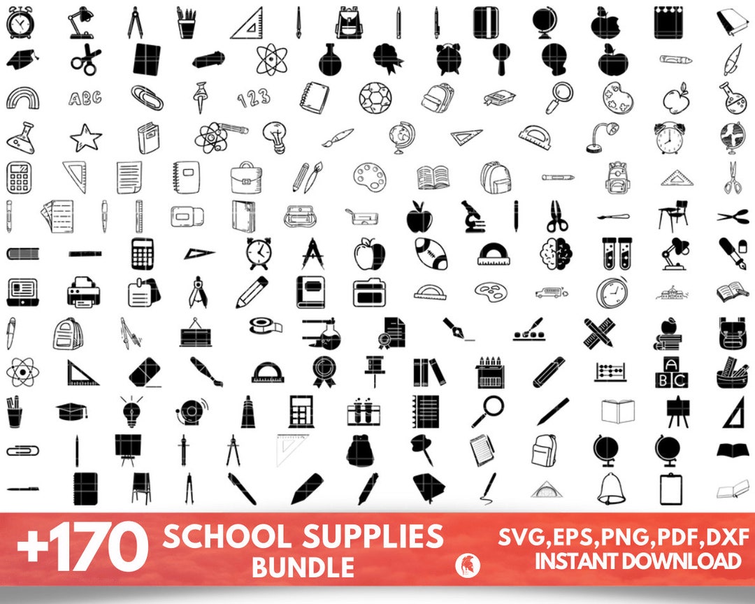 School Supplies SVG, Teacher SVG Bundle, Back to School SVG, Teacher ...