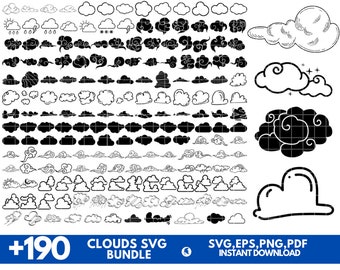 Clouds SVG, Cloud SVG, Clouds Bundle Svg, Cloud Clipart, Rain Cloud Svg ...