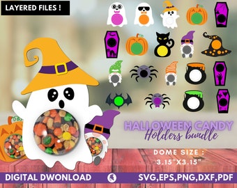 Halloween Candy Dome SVG Bundle, Halloween Candy Holder SVG, Cat Candy Dome SVG, Chocolate ...