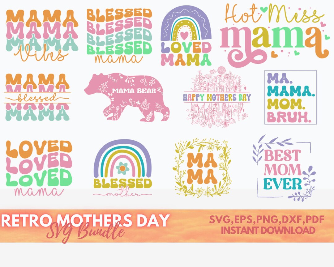 12 Retro Mama SVG Bundle, Retro Mom SVG, Mom Life Svg, Mom Shirt ...